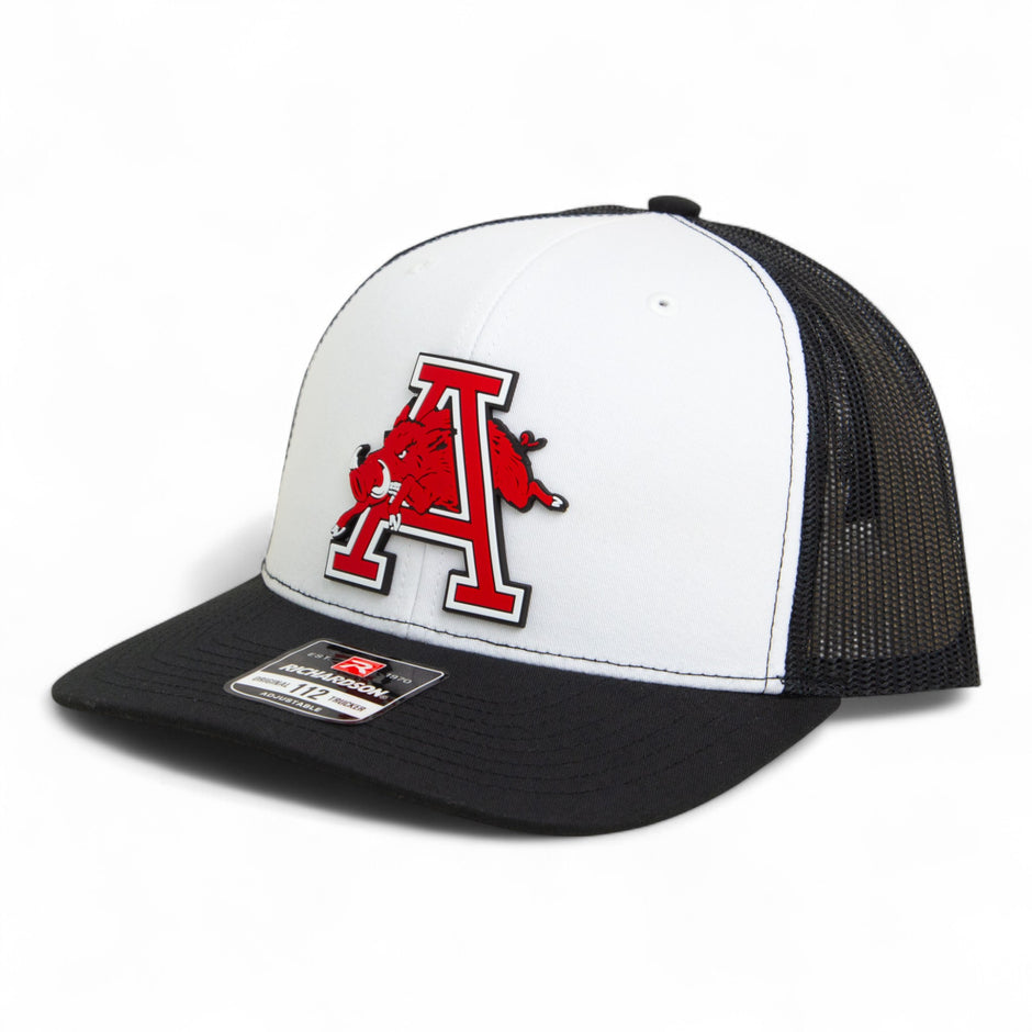 Arkansas Razorbacks Jumping Hog 3D Snapback Trucker Hat- White/ Black